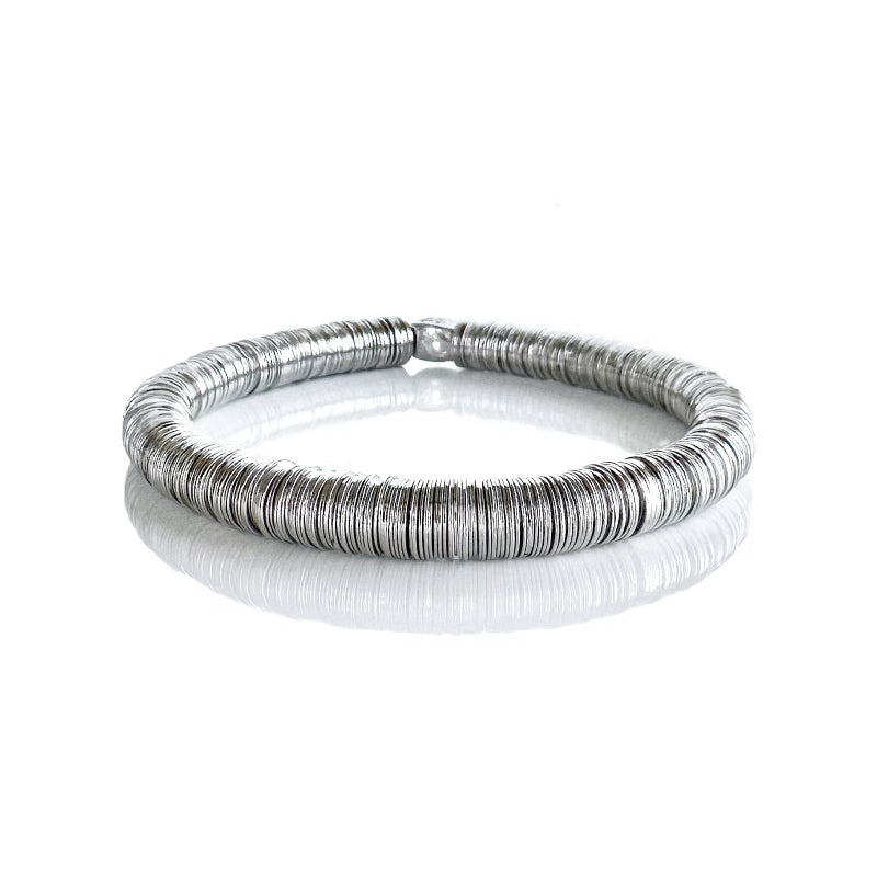 Stevie Grande 6mm Beaded Bracelet in Silver – Rustic Cuff