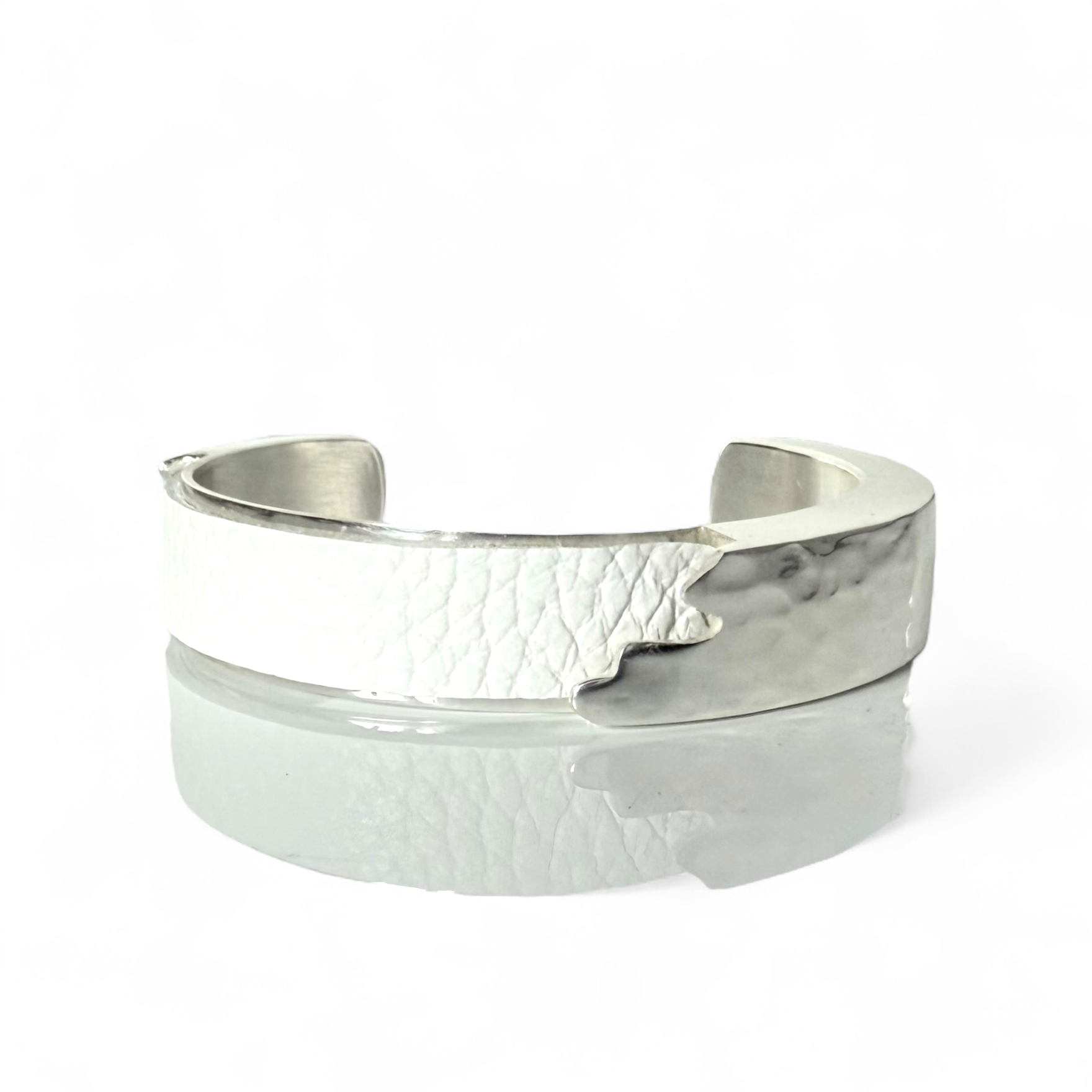 Dallas .5 Leather Cuff - Soft White - Silver – Rustic Cuff