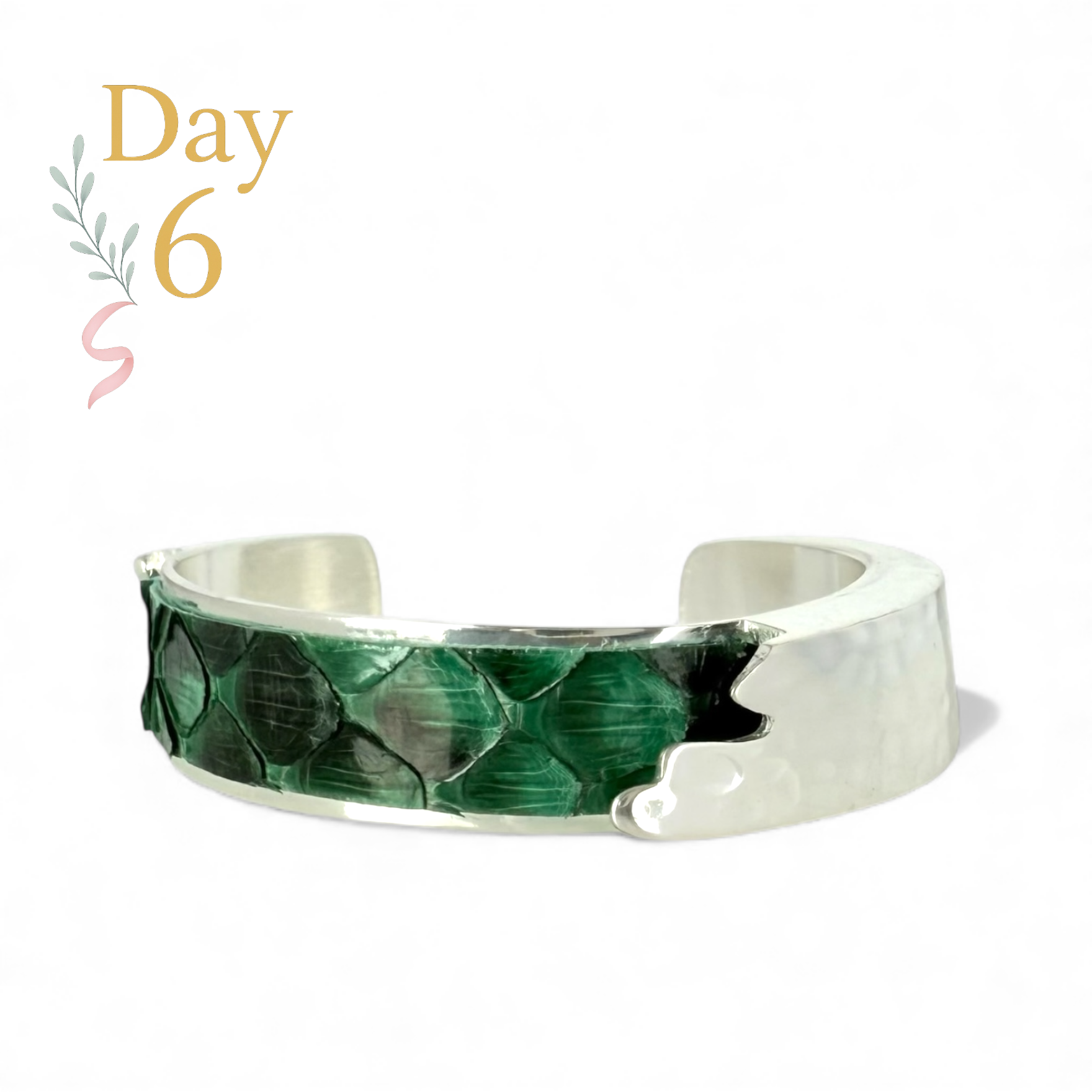 Day 6: Dallas .5 Evergreen Python - Silver + Santa Pouch – Rustic Cuff