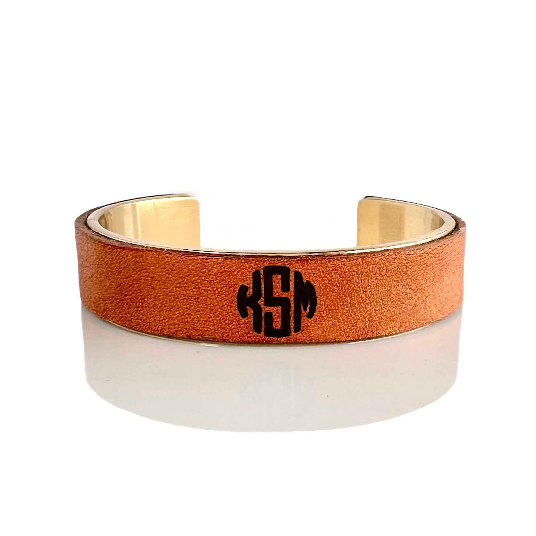 Manhattan Monogram .5 Cuff - Camel – Rustic Cuff